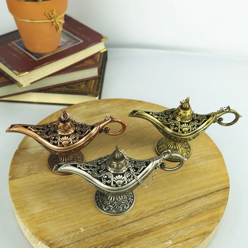 OnnPnnQ Aladdin's Lamp Metal Magic Lamp Wishing Oil Lamp Hollow Retro ...