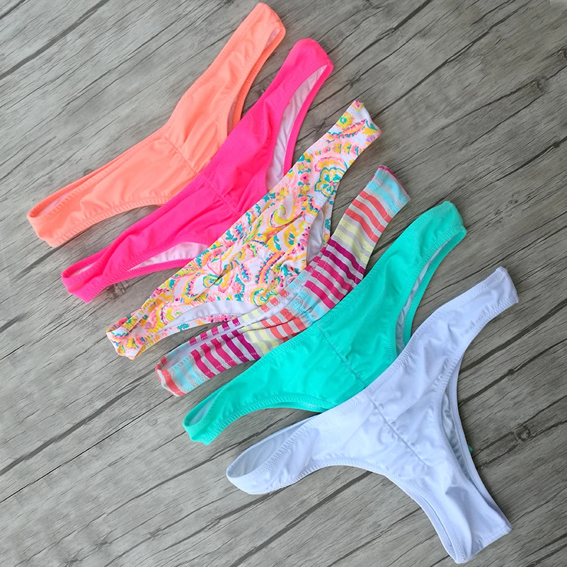 2018 Women Cheeky Black Striped Bikini Bottoms Thong Sexy Secret