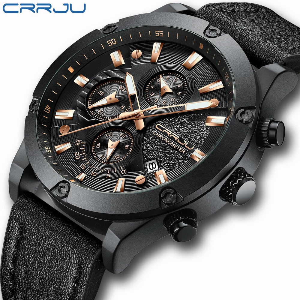 CRRJU reloj de pulsera de cuarzo para hombre, cronógrafo de 6 pines, de ...