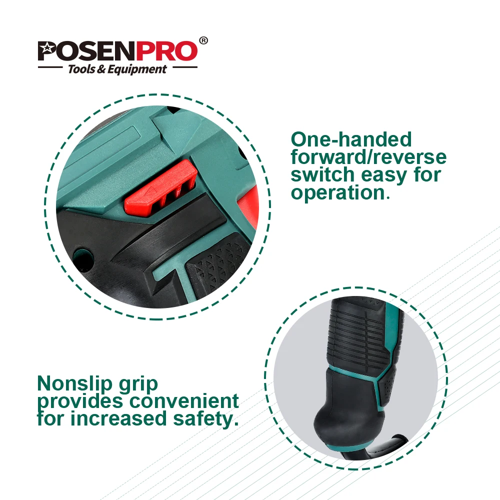 POSENPRO 450W Electric Impact Wrench Powerful 320Nm Max Torque 1/2 inch ...