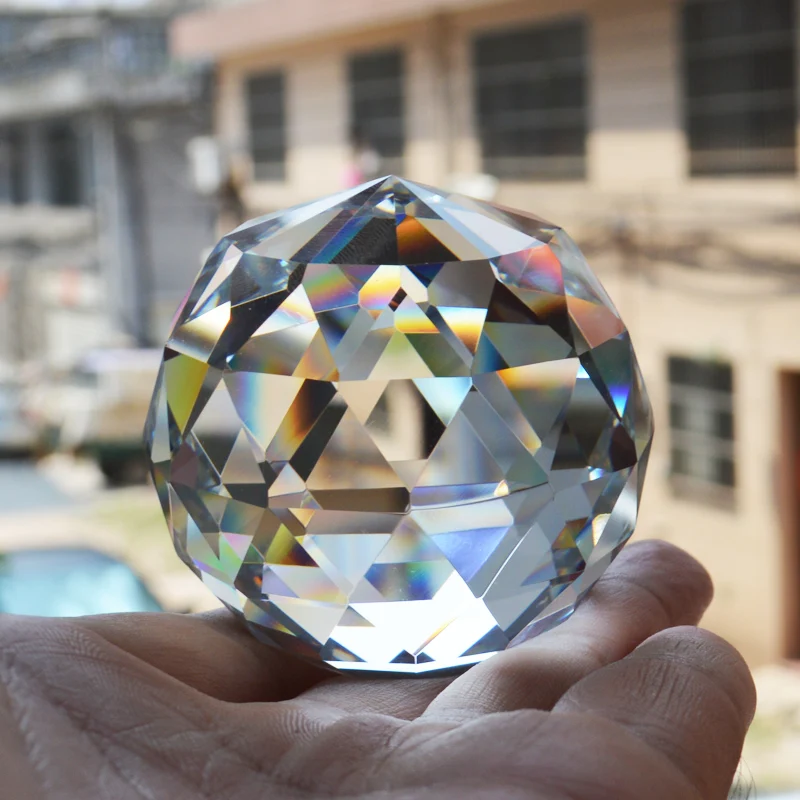 Bola De Vidro Facetada, 6cm, Cristal De Quartzo, Esfera De Vidro ...