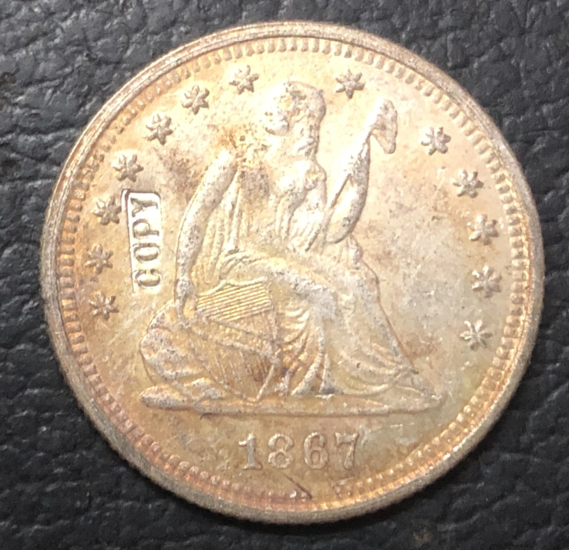 1867 Us Seated Liberty Quarter Dollars With Motto On Reverse Copy Coin ...
