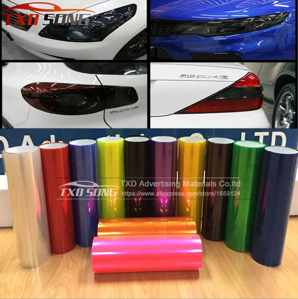 1 Roll 0.3*9m Car Light Sticker Film Glaze 3 Layer Fog Light HeadLight ...