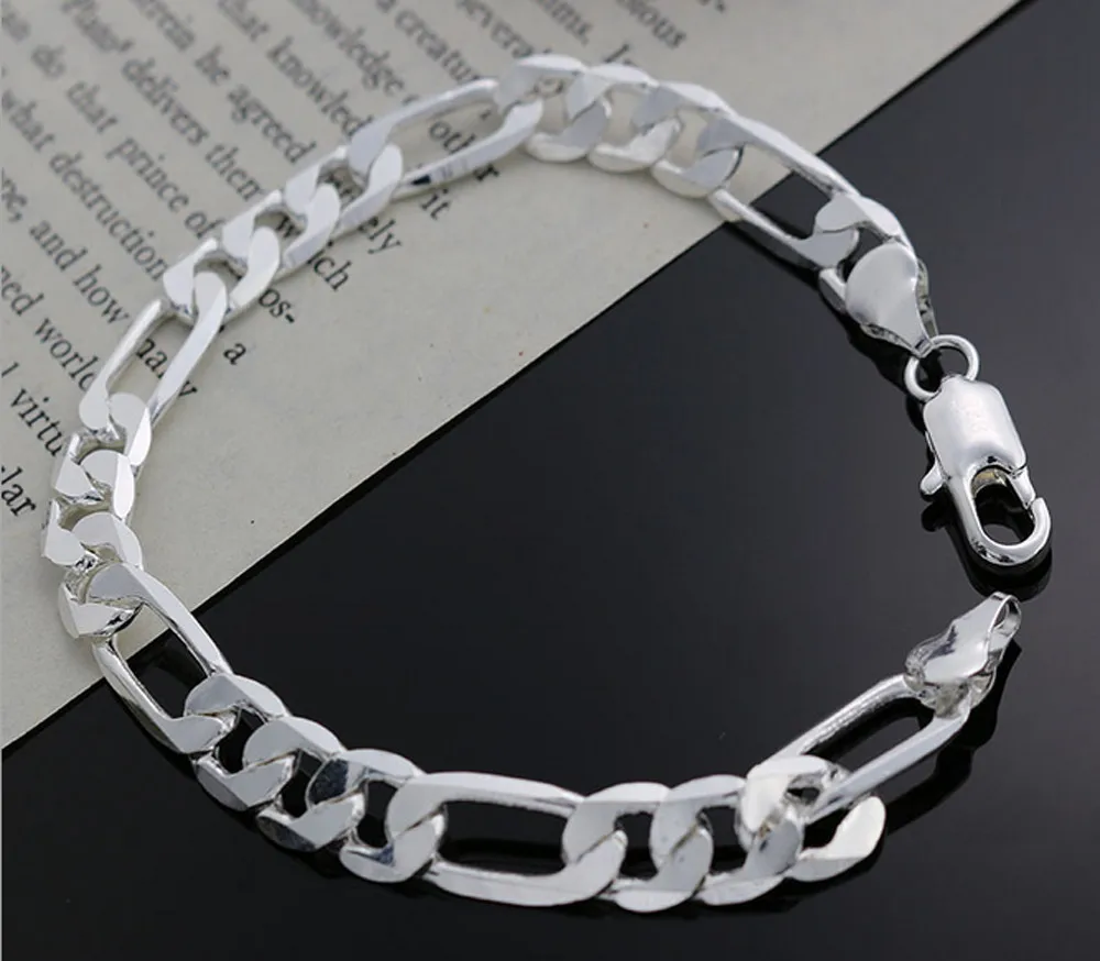 Sterling silv Simple Silver Bracelet Charms Crystal Bracelet Femme ...