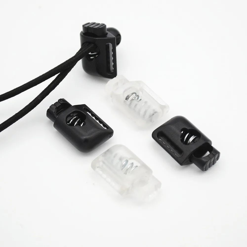 100pcs/lot Black Transparent Abs Plastic Snap Cord Lock With Spring ...