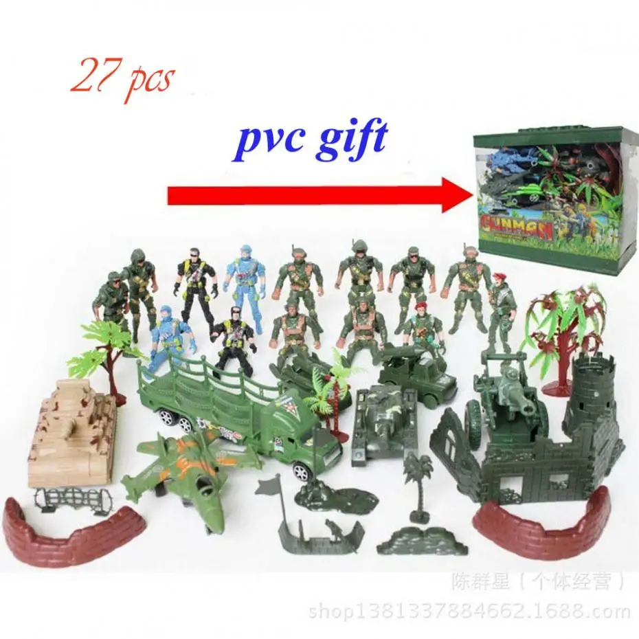 CHBR10 27pcs Military Toy Soldiers Army Men Blue Red Figures ...