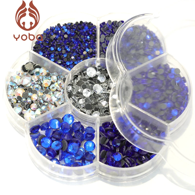Mixed Sizes Sapphire DMC Hot Fix Rhinestones Deep Blue Flatback Crystal ...