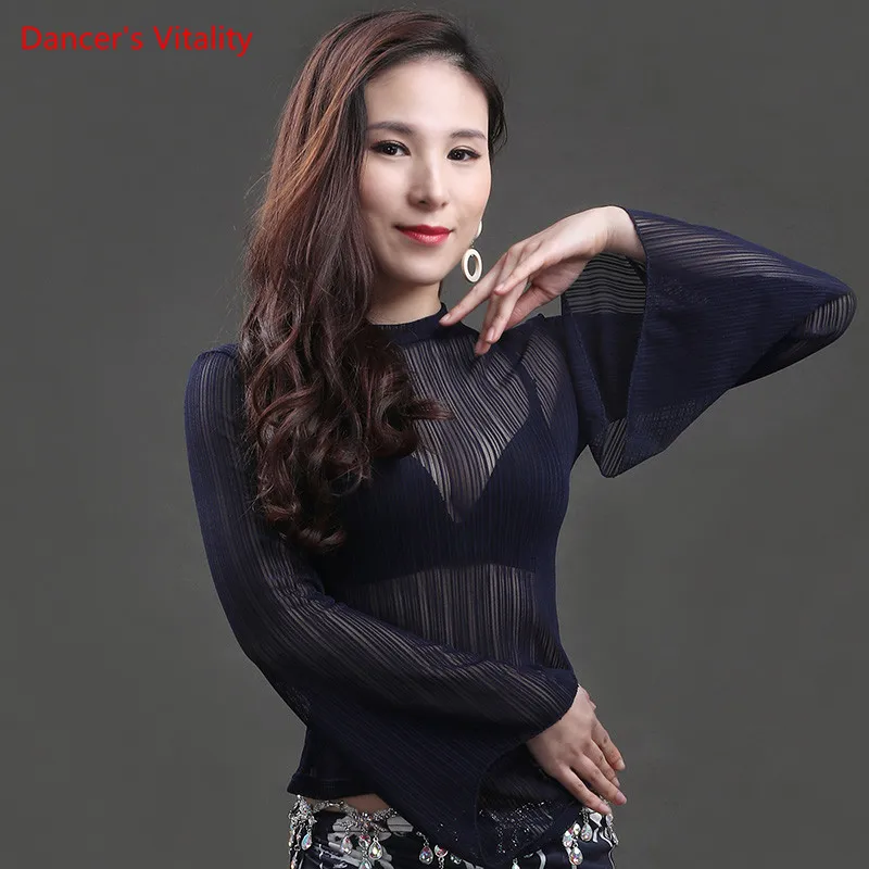 Adult Sexy Net Yarn Oriental Eastern Belly Dance Tops Shirt Costumes