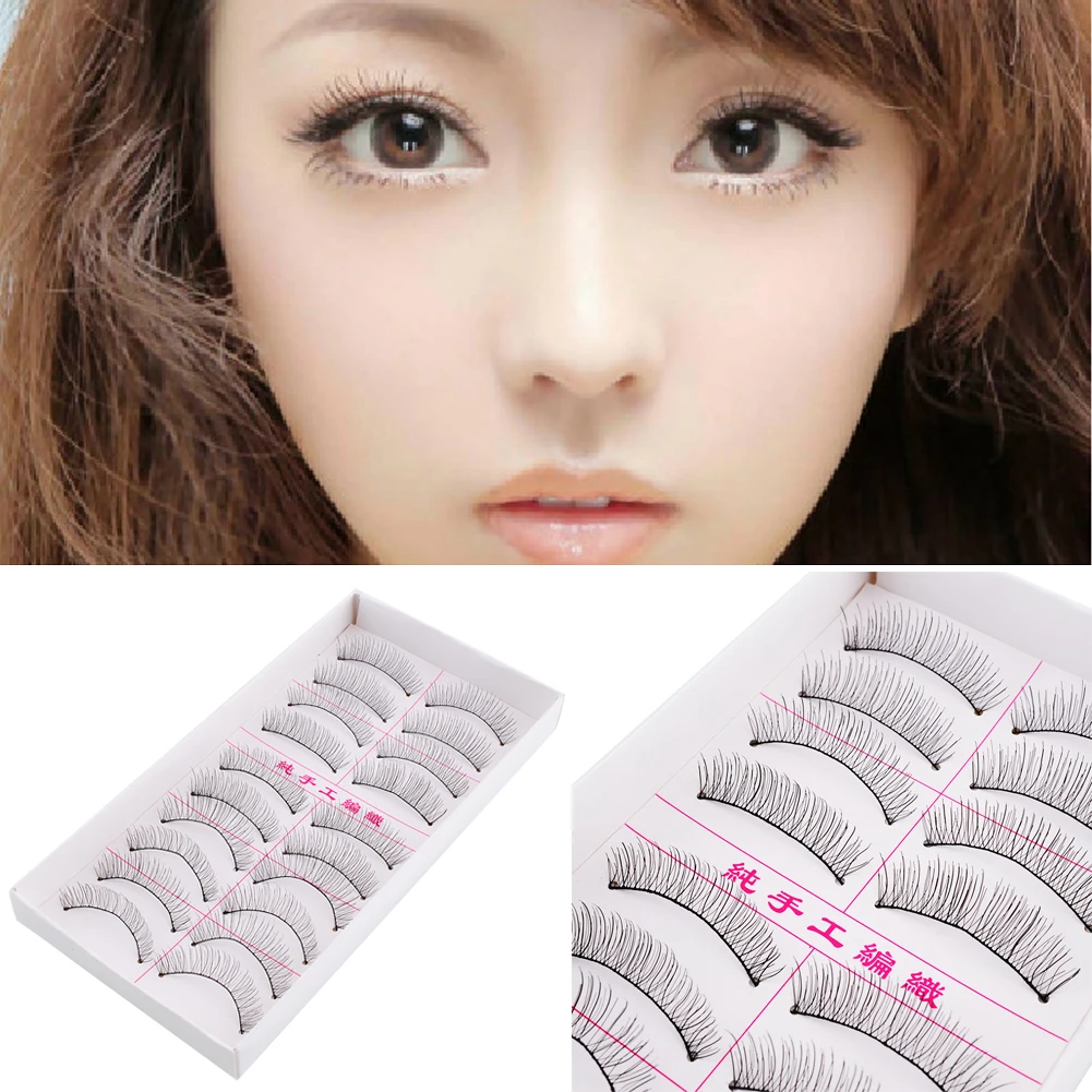 Women Soft Natural Long Black 10Pairs False Eyelashes Eye Lashes ...