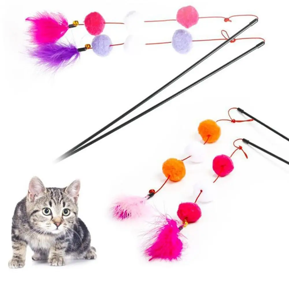 Pet Cat Feather Ball Stick Teasing Toy Kitten Interactive Toys Hot Sale ...