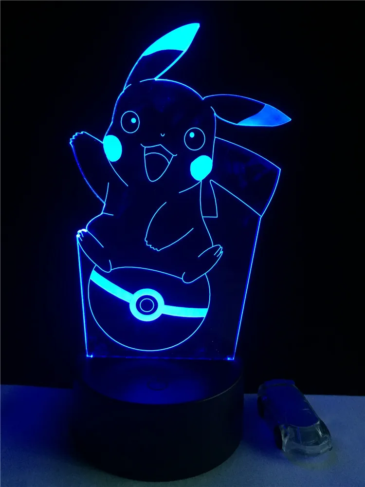 Cartoon Figure Pokemon Game Pikachu Ball 3D Lamp USB LED Night Light ...