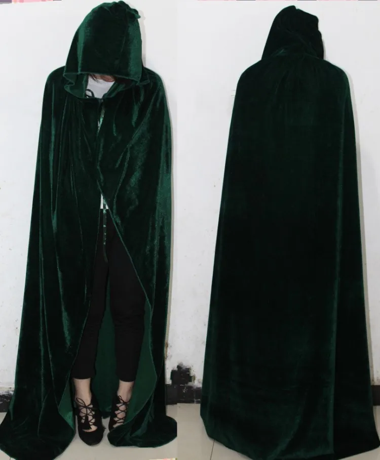 Adult Kids Velvet Hooded Vampire Wicca Wizard Cape Halloween Party ...