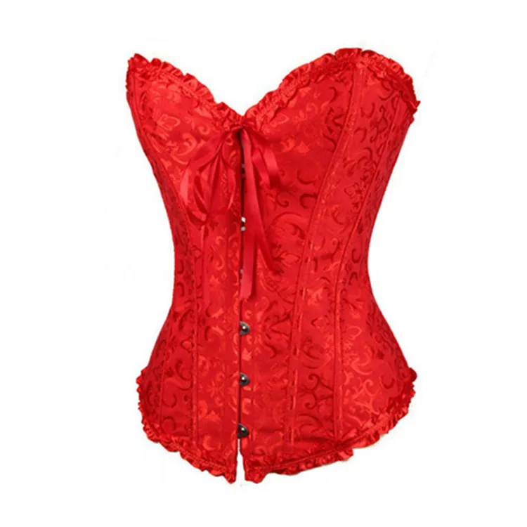 Femmes Sexy grande taille Lingerie surbuste Corset Bustier string fleur ...