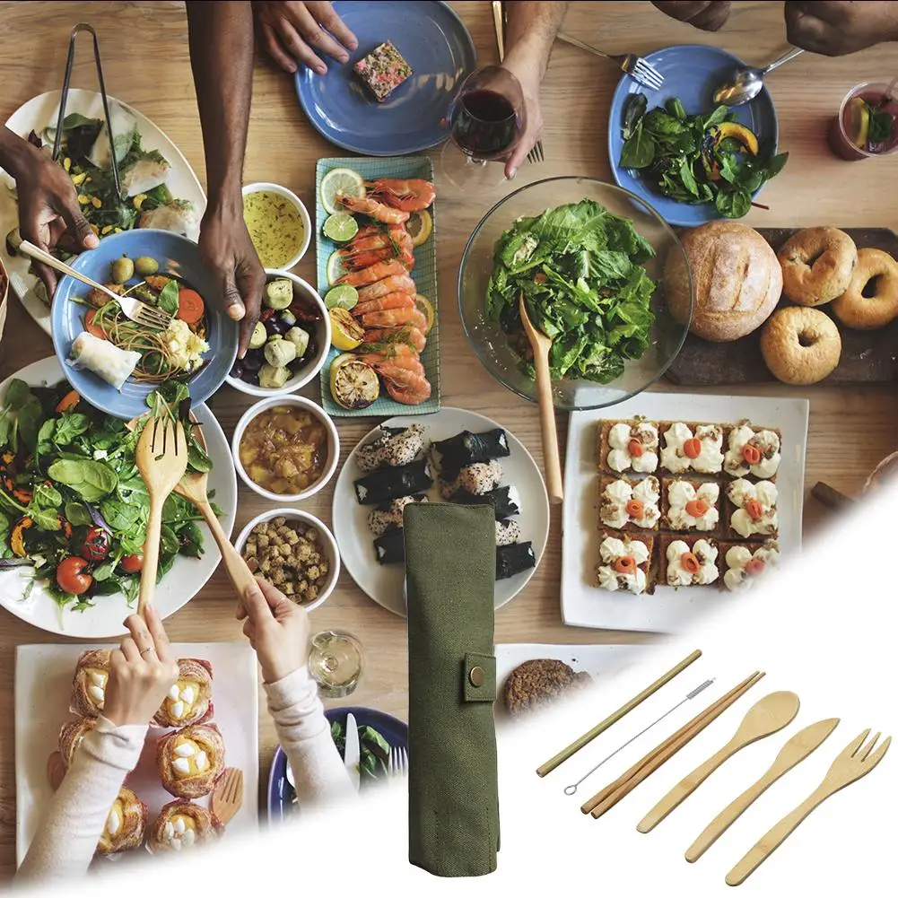 6Pcs/set Japanese Bamboo Dinnerware Set - Rhino Camping