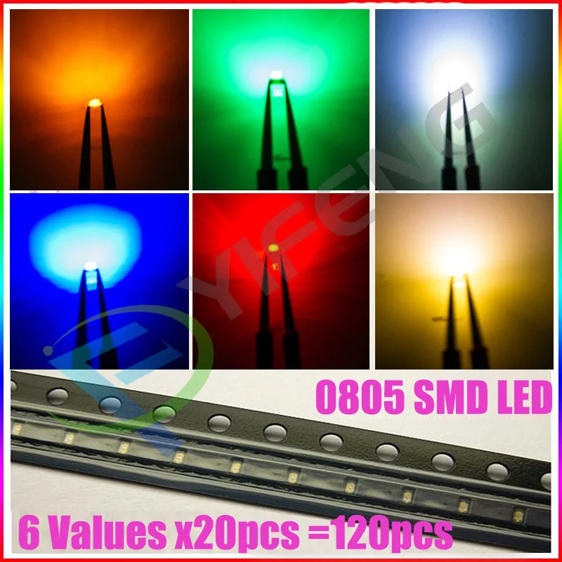 120PC/Lot 0805 SMD LED light Package LED Package Red White Green Blue ...