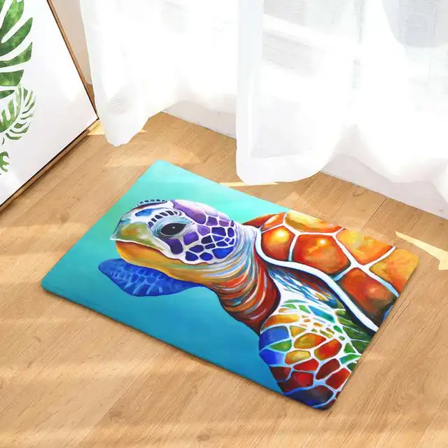 CAMMITEVER Sea Turtle Area Rug (Non Slip) Kitchen and Bathroom Mat Rug ...