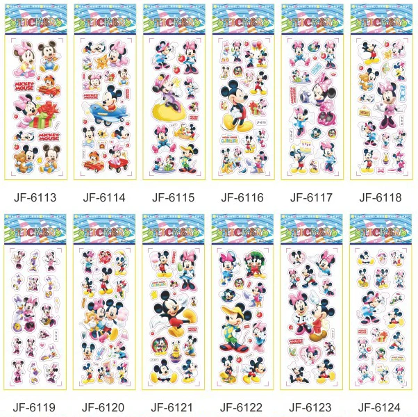 18 sheets Cartoon Mickey Mouse Bubble stickers Minnie wall stickers for ...