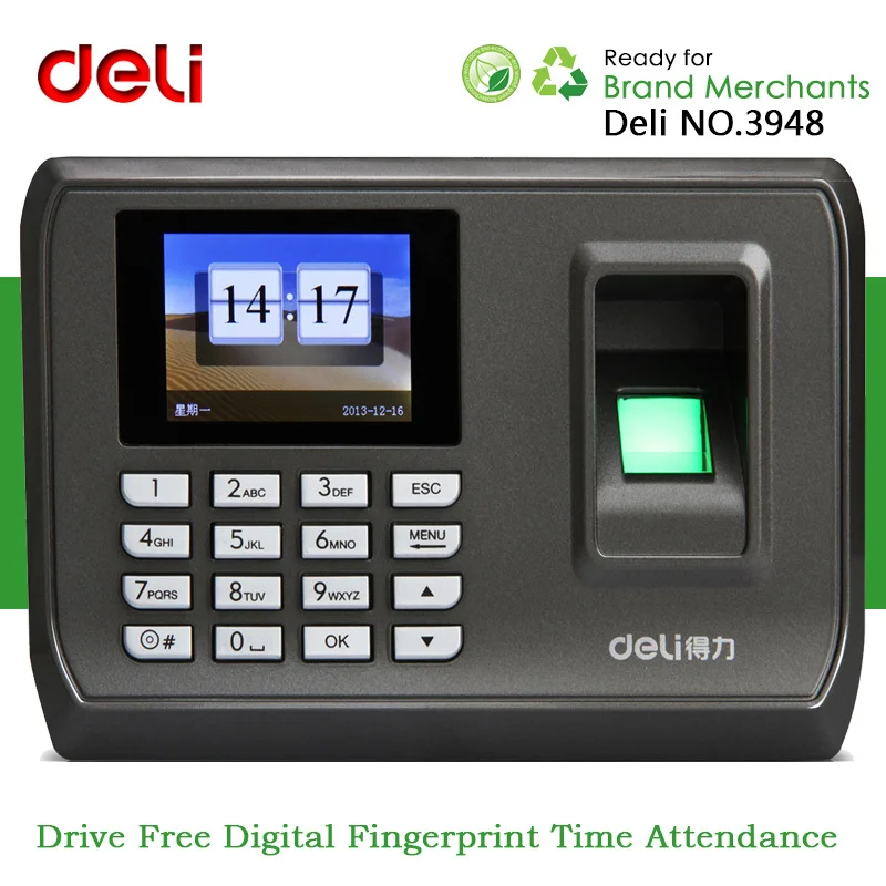 Deli No.3948 Lcd Biometric Fingerprint Time Attendance Clock Recorder ...