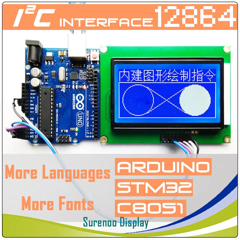 3.0" 93x70mm Graphic Matrix I2c Iic 12864 128*64 Lcd Module Display ...