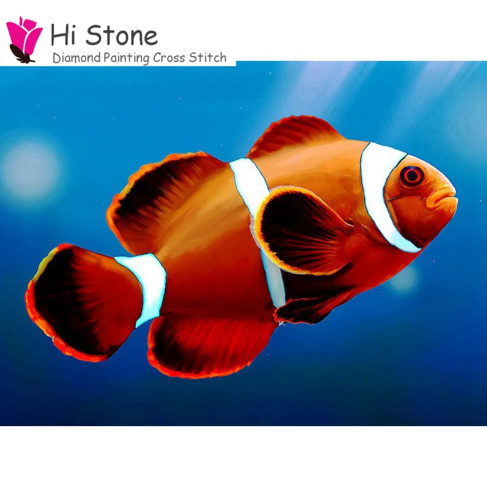 5D Full Square Drill Diamond Painting Cross Stitch Clown Fish Cartoon ...