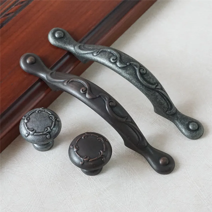 3 ''Vintage Antike Silber Rot Bronze Schublade Zieht Knob Dresser Griff ...