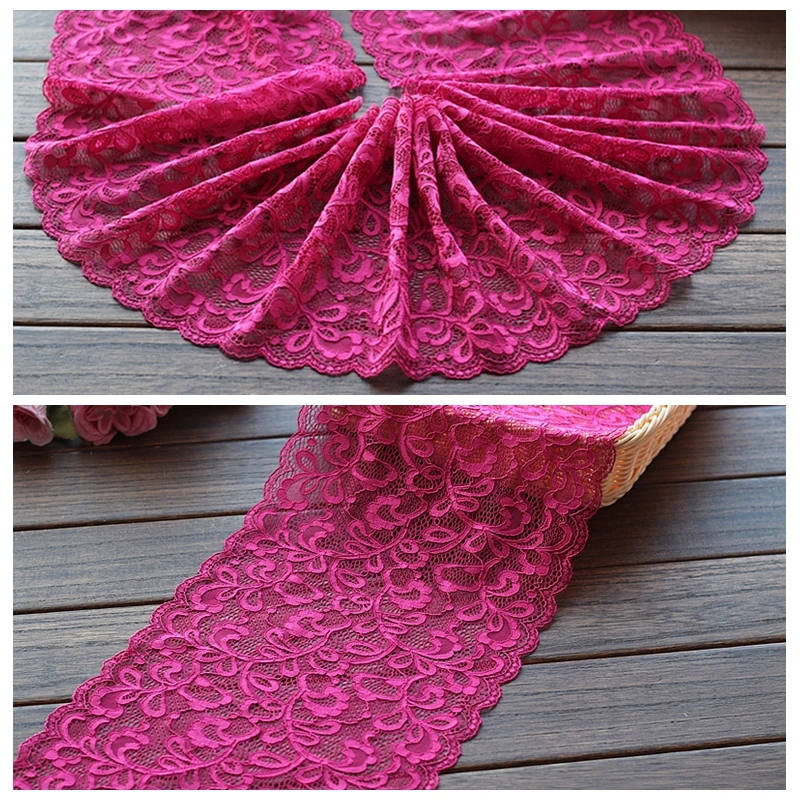 22cm wide 2 yds/lot,Mei red Hair Decoration Wide Elastic Stretch Lace ...