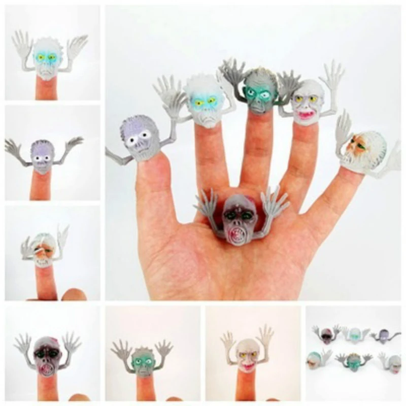6PCS Finger Puppets Ghost Finger Toys Dolls Hand PVC Plastic Halloween ...