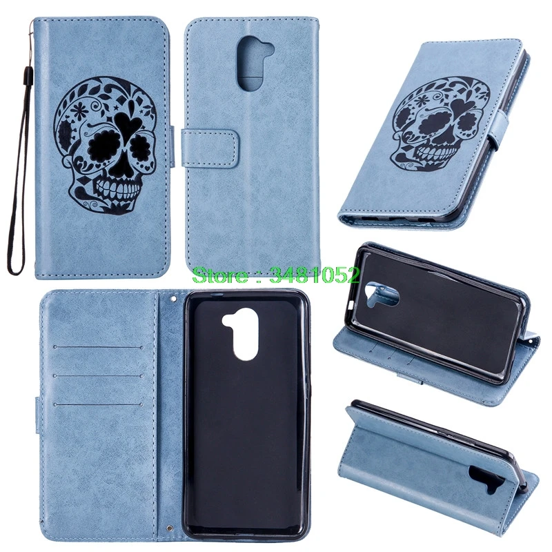 Para Huawei Y7 Prime 2017 TRT LX1 TRT LX2 Flip cartera tarjeta slot pu ...