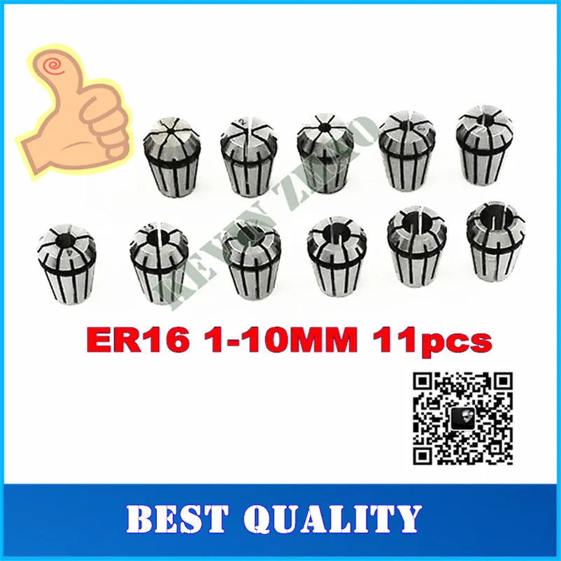 Er16 Collet 11pcs Er16 Collet Set (1-10mm) For Cnc Milling Lathe Tool ...