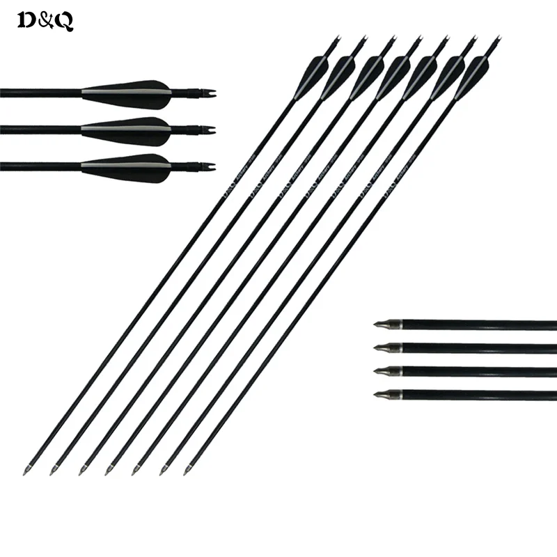 12pcs Archery Fiberglass Arrows 31 Inch with Black White Fletching ...