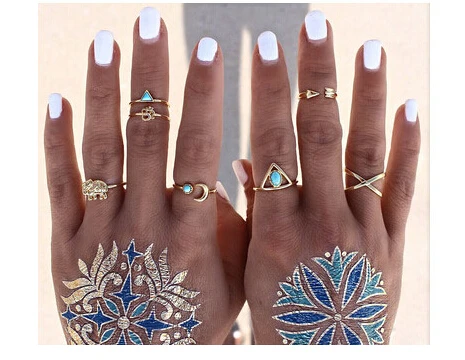 Joyería Punky al por mayor de Turquía Elefante Anillo Set flecha Luna ...