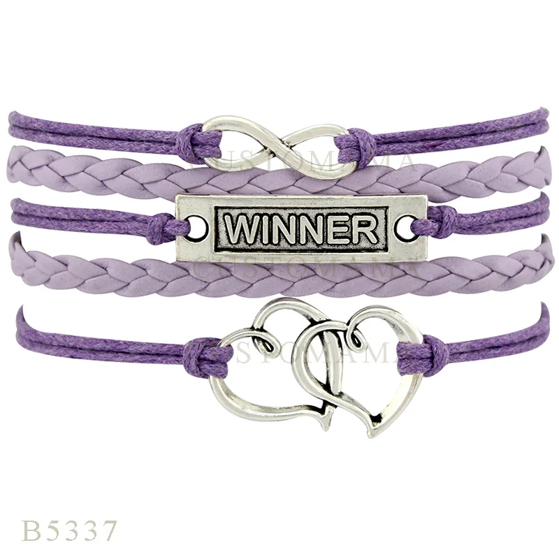 (10 PCS/lot) Custom Infinity Winner Double Heart Charm Bracelets Gifts ...
