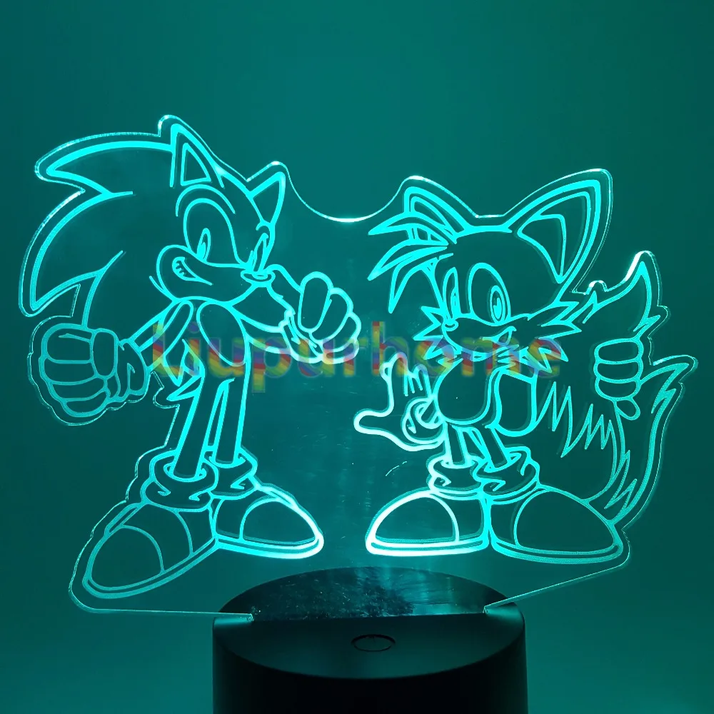 Super Sonic 3D Visual Illusion LED Sonic The Hedgehog Night lights Usb ...