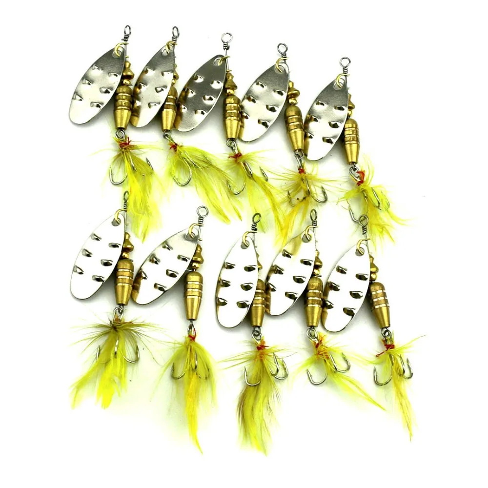 HENGJIA 10 Uds 7,4g cuchara carnada cebo giratorio de metal spinnerbait ...