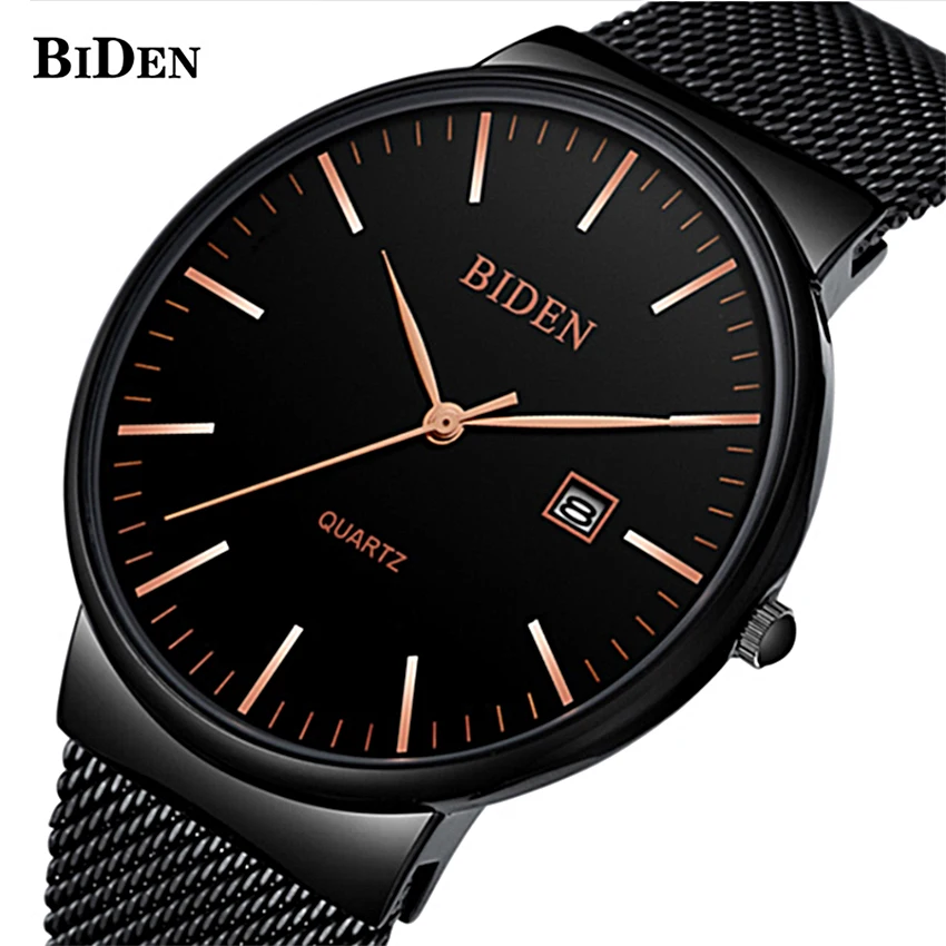 BIDEN Men Watch Quartz Wristwatch Luxury Men Stainless Steel Male Clock ...
