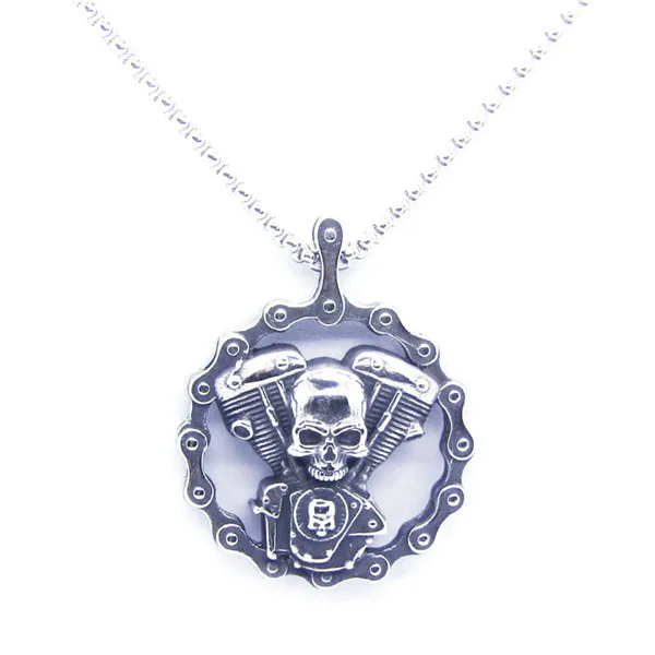 2018-Motor-Biker-Engine-Skull-Pendant-316L-Stainless-Steel-Jewelry-Mens ...