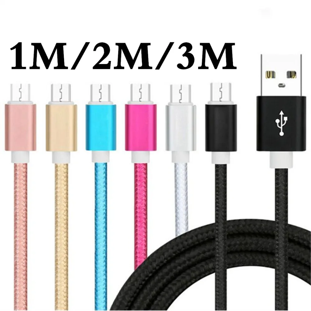 Fast Charging Cable Nylon Braided Wire Cord Metal Sync USB Cables Data ...