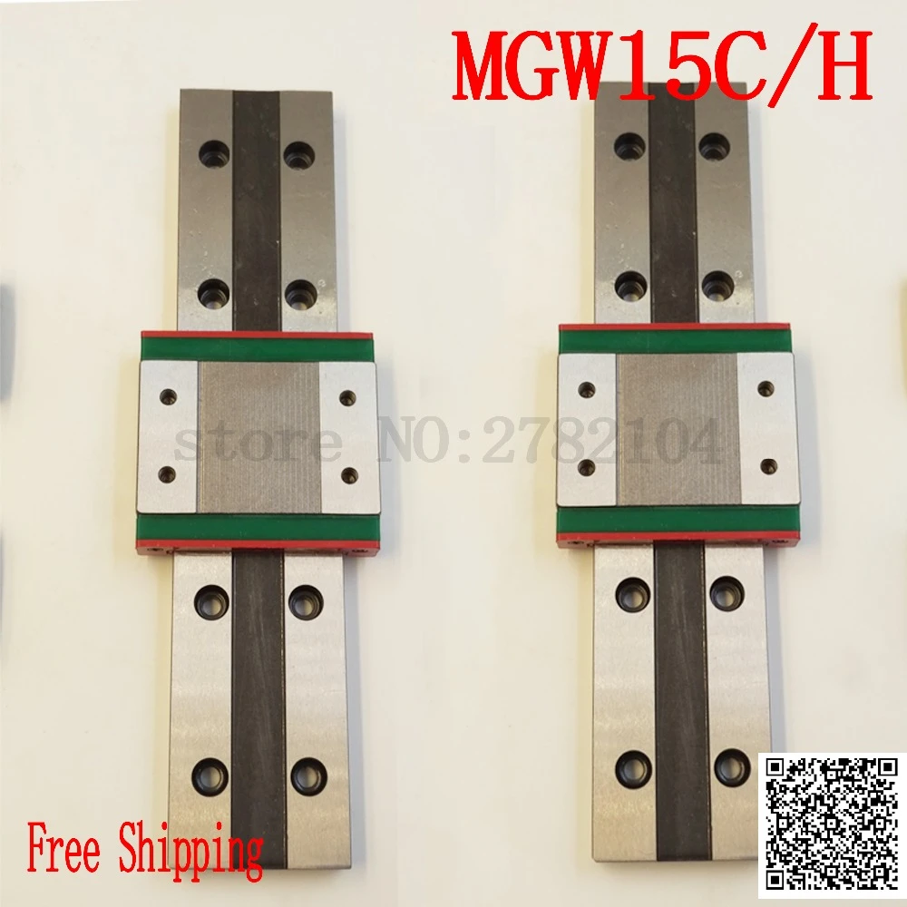 Free Shipping Cnc Miniature Linear Rail Mgw15 Mgw15c Mgw15h Flanged Widen Linear Block L=100mm ...