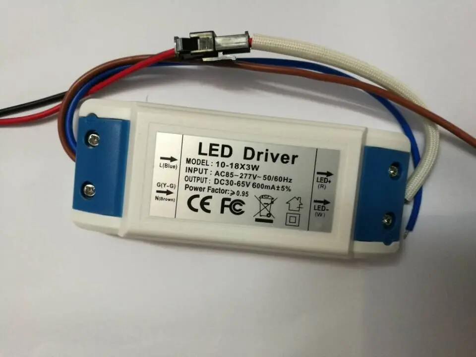 10 18x3W LED Driver Power Supply 36w 40w 50w 54w 600mA 85 277v for ...