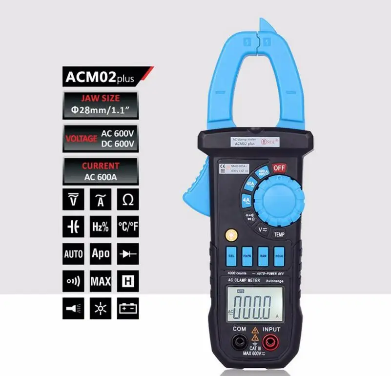 ACM02 Plus Digital AC DC 600 V Strommesszange 600A Multimeter Volt ...