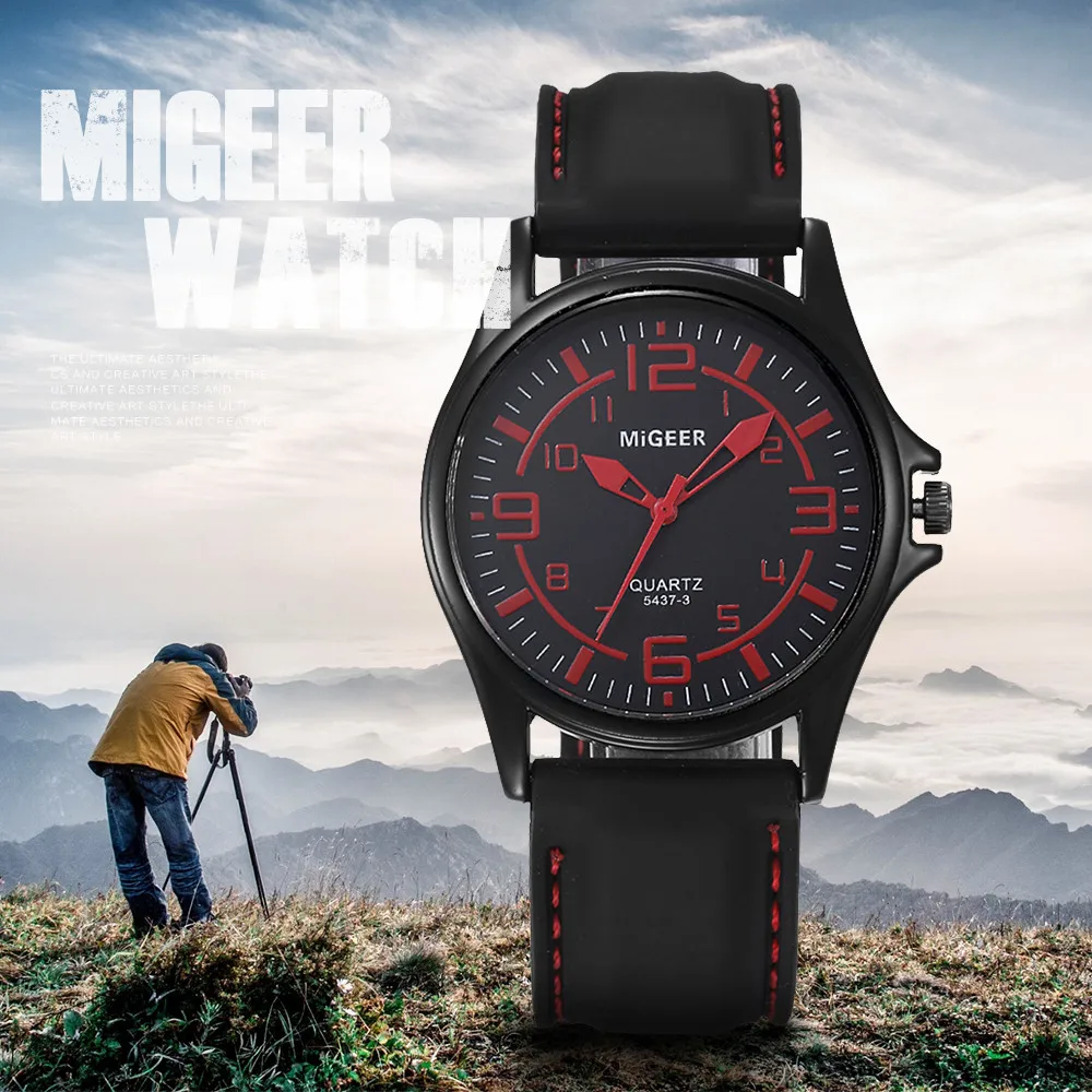 2018 Men Fashion Silicone strap Sport Cool Quartz Hours Wrist Analog ...
