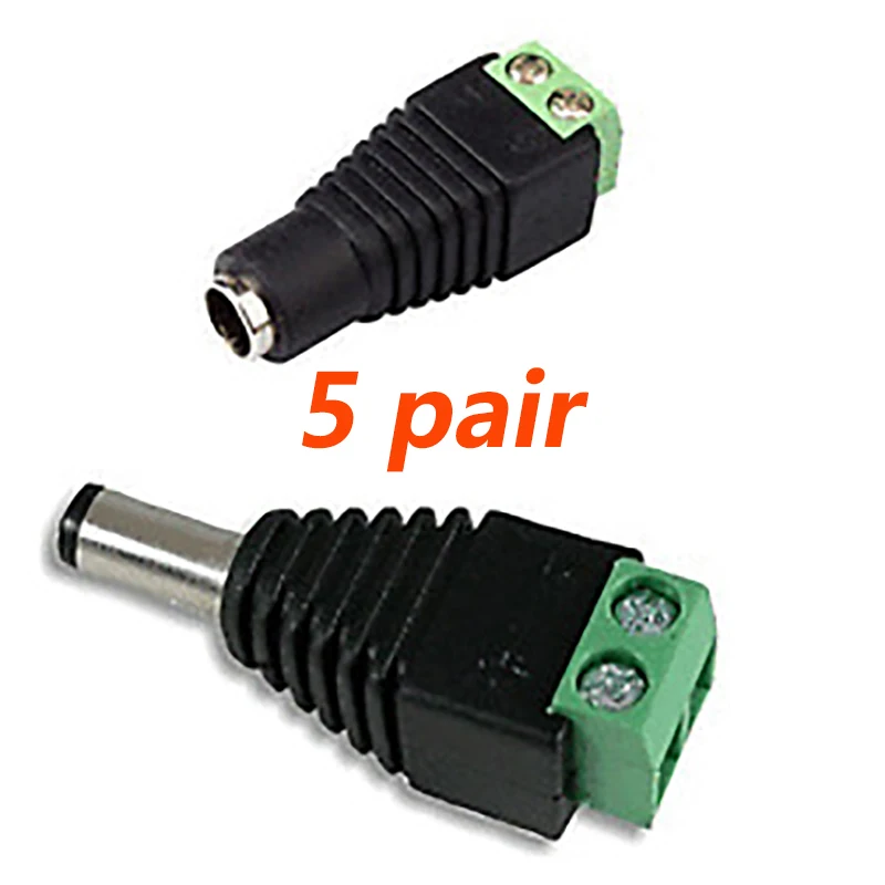 5 Pairs Female + Male Mark Polarity DC Power Jack Connector Adapter 5 ...