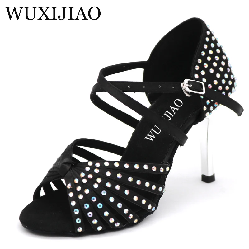 Goods Wuxijiao Satin Upper Rhinestones Sandals Dance Shoes Latin