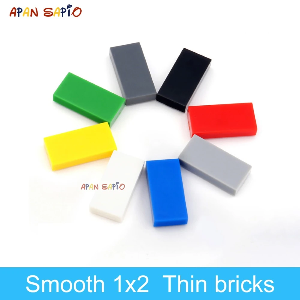 200pcs Diy Building Blocks Thin Figure Bricks Smooth 1x2 Educational ...