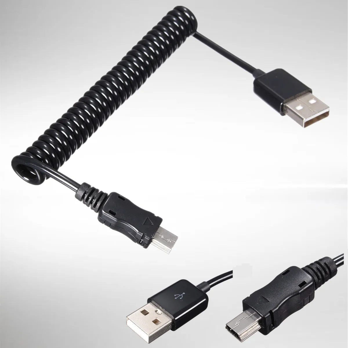 Mini USB Cable Coiled USB A Type Male USB to Mini USB Male 5pin ...