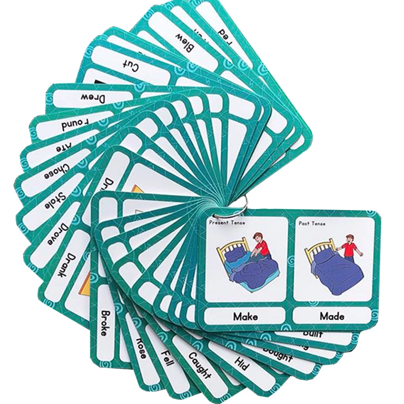 Irregular Verbs Montessori English Word Pocket Flash Card Game Puzzle ...