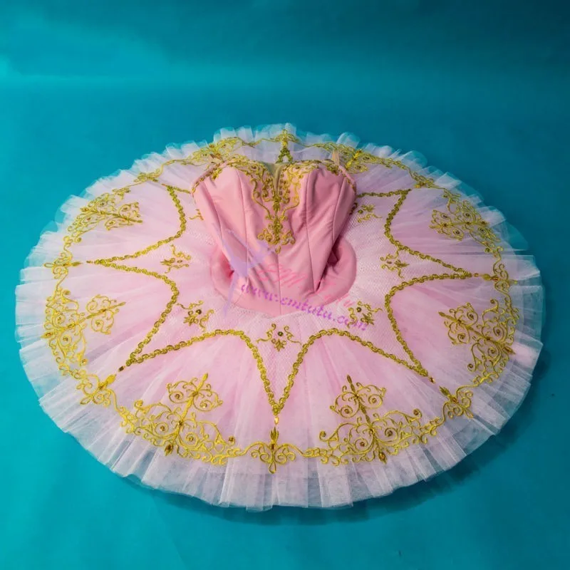 pink professional ballet tutu women,pink with gold adult pancake tutu ...
