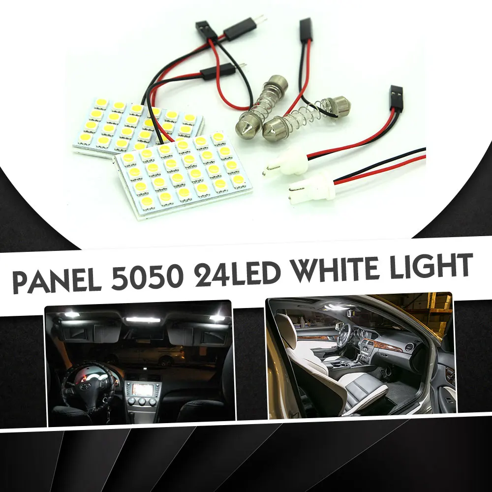 JGUAT Auto Panel Car Reading Map Lamp 5050 smd 24 LED SMD Car Dome ...