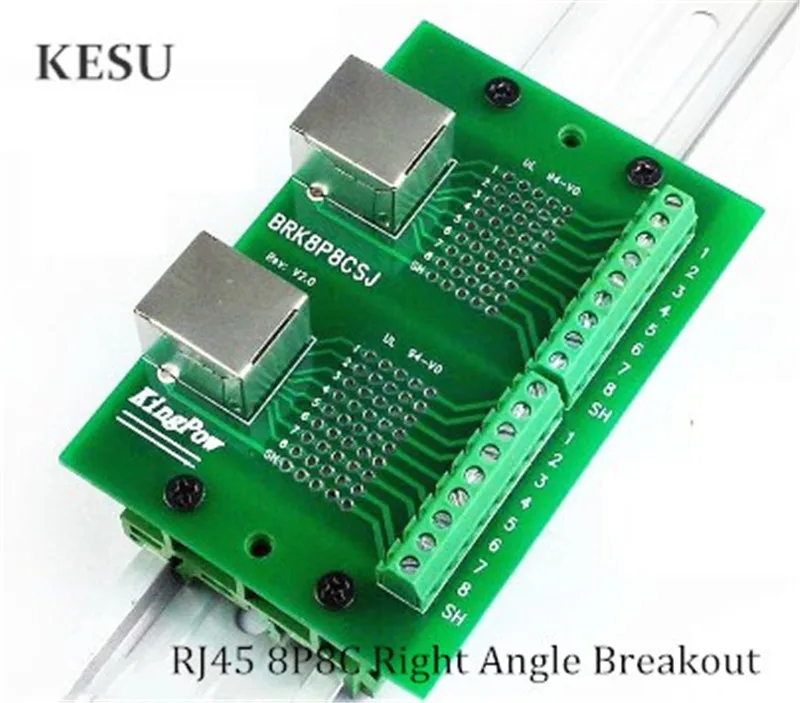 Dual Rj45 8p8c Right Angle Jack2-way Buss Breakout Board,terminal Block ...
