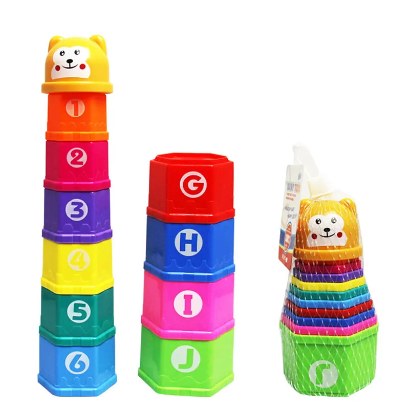Mini Bear Stack Cup 9PCS Educational Baby Toys Rainbow color Figures ...